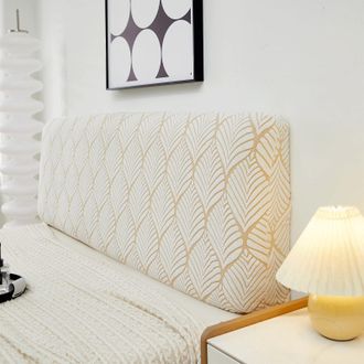 Generic Dehnbarer Kopfteil Bezug Staubschutz f&uuml;r Schlafzimmer Queen King Betten Bettkopfteil Bezug Staubschutzh&uuml;lle Beige 210-230 cm/83-90.5 Zoll