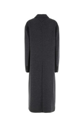 Prada Womens Wool Blend Coat Gray