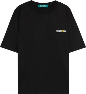 Barrow Barrow, Homme, Tops, Noir, Taille: L T-shirt en coton avec logo sur le devant