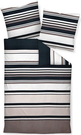 Janine Mako Satin Bettwäsche 3 teilig Bettbezug 200 x 220 cm Kopfkissenbezug 80 x 80 cm J. D. Streifen Sand