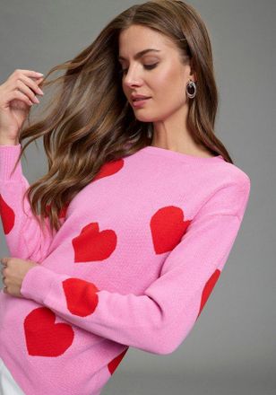 Laura Scott Jacquardpullover aus Baumwolle mit Herzmuster