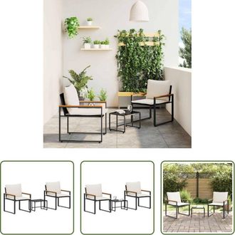 vidaXL vidaXL Rattanm&ouml;bel - M&ouml;belsets mit Kissen 3 pcs Schwarz und Cremewei&szlig; Rattan