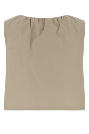 Miu Miu Womens Sand Panama Top Calce Exterior: Cotton Polyester Maglieria Sweater