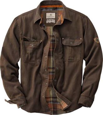 Legendary Whitetails Flannel Lined Shirt Jacket Waxed Cotton Water Resistant Veste, Tabac, M Homme