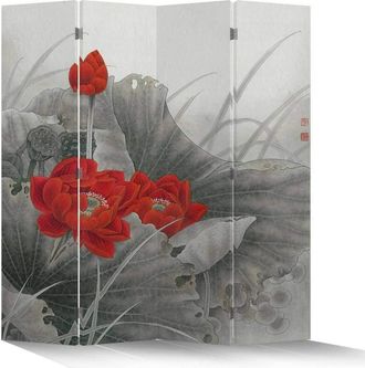 Oriëntique Paravent Raumteiler Japanisch Orientalisch Chinesisch Beidseitig L160xH180cm Spanische Wand Trennwand Room Divider Raumtrenner Sichtschutz Bedruckte C
