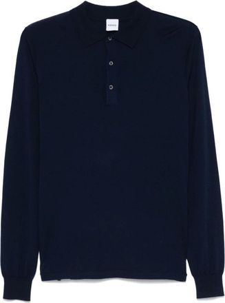 Aspesi Homme, Pulls, Bleu, Taille: M Polo &agrave; Manches Longues en Laine M&eacute;rinos