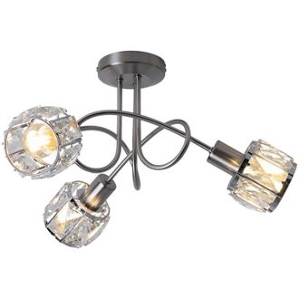 Globo Lighting Spot de plafond chrom&eacute; Spotrondell, plafonnier &agrave; 3 lampes, cristal moderne, cristaux de verre transparent, 3x E14, DxH 38 x 24 cm