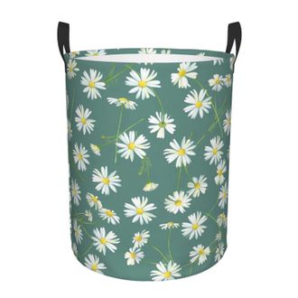 Generic Aquarell-Wei&szlig;e G&auml;nsebl&uuml;mchen W&auml;schekorb Rund W&auml;schek&ouml;rbe Stehender W&auml;schetonne F&uuml;r Lagerung Badezimmer Kuscheltier