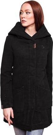 Marikoo Manteau trench pour femme, manteau dhiver, veste de transition, parka longue, B819, Noir, 3XL