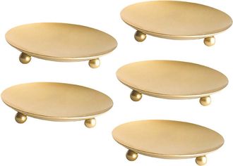 Soimiss 5 Stück Kerzenhalter Teiliges Goldene Kerzenteller Rustikale Tischdekoration für Hochzeit und Fest Dekorative Kerzenplatten für Romantische Atmosphäre