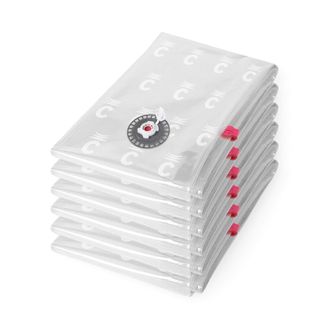 Compactor 6er Set Vakuumbeutel Gr&ouml;&szlig;e L 100 x 80 cm - Aufbewahrung von Kleidung, Decken, Kissen - Kompatibel mit Staubsauger - Platzsparend bis zu 75% - Wiederve