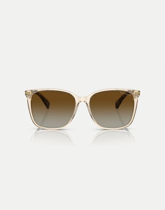 Ralph Lauren Vvcv eckige polarisierte Sonnenbrille mit braunen Gl&auml;sern in gl&auml;nzend transparentem Braun