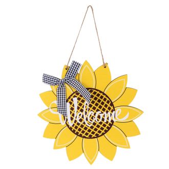 BESPORTBLE Holz willkommensschild mit Sonnenblumen Motiv H&auml;ngende T&uuml;rdekoration aus Robustem Holz Dekoratives Schild f&uuml;r Zuhause Laden und B&uuml;ro Wetterbest&auml;ndig u