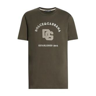 Dolce & Gabbana Bedrucktes- besticktes Baumwoll-T-Shirt - - Tops - Herren - Gr&uuml;n - XL