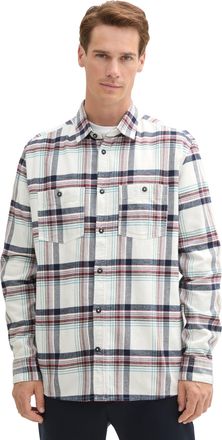Tom Tailor Herren 1042641 Comfort Fit Hemd mit Karomuster, 35965-White Herringbone Check, XL