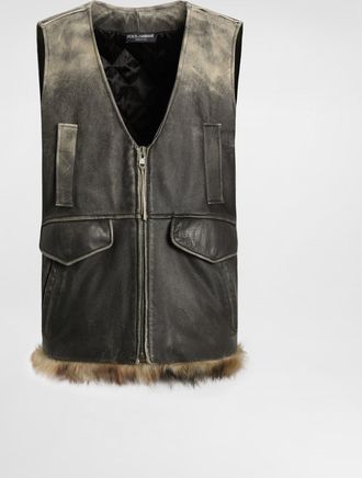 Dolce & Gabbana Vintage Leather Vest - Frau Blazer Mehrfarbig 40