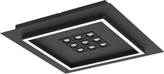 Eglo LED Deckenleuchte Balazote, quadratische Deckenlampe, Bürolampe dimmbar mit Fernbedienung, Metall in Schwarz und Kunststoff in Weiß, warmweiß-kaltweiß