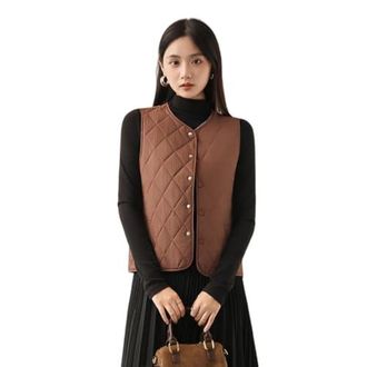 Generic Les gilets en coton sont l&eacute;gers et fins, les gilets chauds &agrave; carreaux pour homme et femme sont port&eacute;s en automne et en hiver, marron, XXL