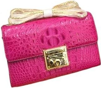 Generic Sac cabas pour femme en cuir de crocodile exotique authentique, petit sac à main pour femme en cuir dalligator véritable, sac à rabat avec bandoulière