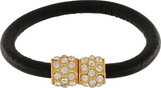 Dansk Copenhagen Kristall Lederarmband - - Accessories - Damen - Schwarzk - ONE SIZE