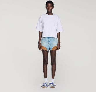 Sandro T-shirt en coton &agrave; logo brod&eacute;