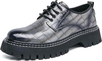 Generic Chaussures habill&eacute;es &agrave; lacets pour homme - En cuir synth&eacute;tique - Semelle &agrave; crampons - Style classique - Bout rond - Confortables, gris, 39 2/3 EU