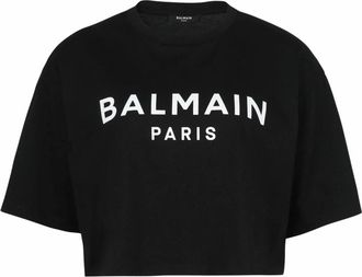 Balmain Paris Print T-Shirt - - Tops - Damen - Schwarzk - M