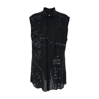 Rick Owens Homme, Chemises, Noir, Taille: M Chemise noire &agrave; col classique et imprim&eacute; int&eacute;gral en m&eacute;lange de viscose homme