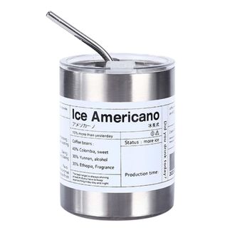 Generic Eiskaffeebecher - Amerikanischer isolierter Becher, 320 ml, Wasserflasche und Kaffeetasse f&uuml;r Reisen, Vakuumbecher aus Edelstahl mit Deckel, doppelwan