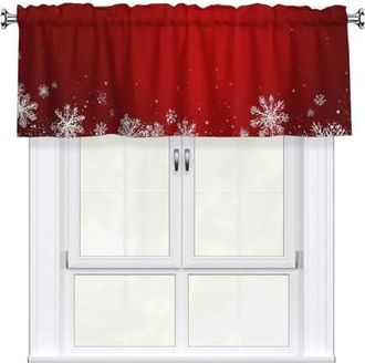Generic Cantonni&egrave;re de fen&ecirc;tre &agrave; motif flocon de neige rouge avec passe-tringle pour salon, chambre &agrave; coucher, cuisine, d&eacute;coration de No&euml;l, 117 x 45 cm