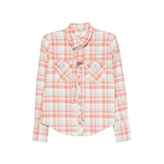 Chlo&eacute; Check-print Tie-neck Shirt