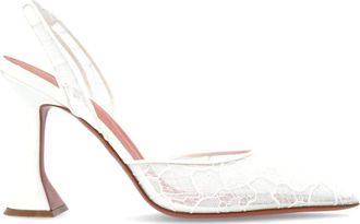 Amina Muaddi Femme, Chaussures, Blanc, Taille: 41 EU Holli Lace Sling 95