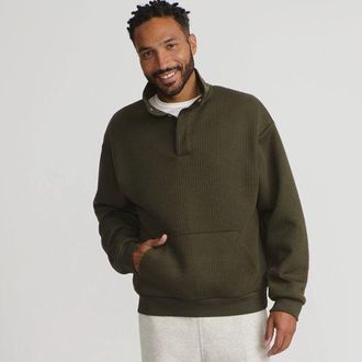 Lands End Gerippter Pullover mit Stehkragen, Herren, Gr&ouml;&szlig;e:44-46 regular, Gr&uuml;n, by Lands End