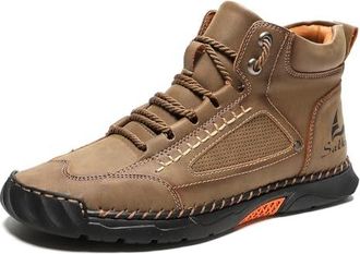 Generic Olveros Bottes confortables en cuir faites à la main pour homme Antidérapantes Peloxistore légères et respirantes résistantes à lusure, kaki, 12.5 UK 