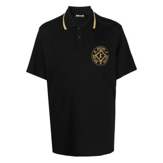 Just Cavalli Schwarzes Poloshirt mit kurzen &Auml;rmeln - - Tops - Herren - Schwarzk - L