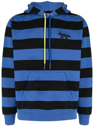 Maison Kitsuné Gestreifter Hoodie - Blau