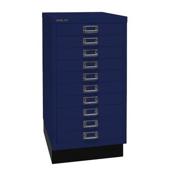Bisley MultiDrawer, 29er Serie mit Sockel, DIN A3, 10 Schubladen, Metall, 639 Oxfordblau, 43.2 x 34.9 x 67 cm