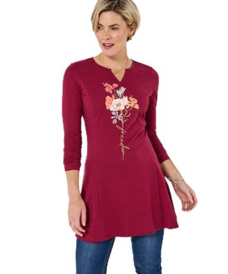 Joe Browns Damen Floral Print Jersey Tunic Tunika-Shirt, Beere, 44