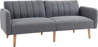 HOMCOM Homcom - Schlafsofa, 2-Sitzer Sofa mit Schlaffunktion, Verstellbare R&uuml;ckenlehne, Dick Gepolsterte Couch, Armlehne, Schlafcouch mit Holzbeine f&uuml;r