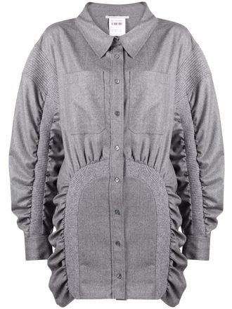 Stella McCartney robe-chemise fronc&eacute;e - Gris