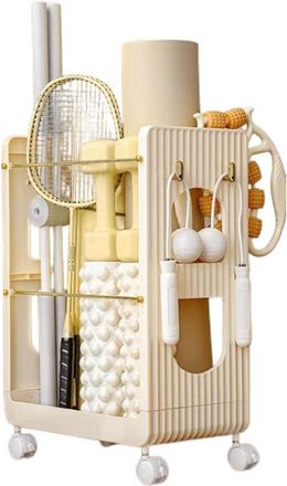 Generic Tennisschl&auml;ger-Aufbewahrungsregal, Bodenstehender Badmintonschl&auml;gerhalter, Rollender Sportger&auml;tewagen, 20 Kg Tragf&auml;higkeit for Fitnessstudio, Schulclu
