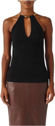 Elisabetta Franchi Femme, Tops, Noir, Taille: 42 FR Top en Maille avec Serpent Ornemental