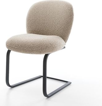 DELIFE Freischwinger Nube-Flex Boucl&eacute; Schlamm Freischwinger flach Schwarz Taschenfederkern, Esszimmerst&uuml;hle