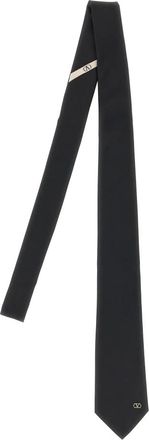 Valentino Garavani Homme, Accessoires, Noir, Taille: ONE Size Valentie Cravate en Soie avec D&eacute;tail Signature VLogo