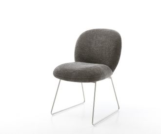 DELIFE Esszimmerstuhl Nube-Flex Boucl&eacute; Soft Schlamm Kufengestell Edelstahl Taschenfederkern, Esszimmerst&uuml;hle