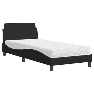 vidaXL Letto Con Materasso Nero 90x190 Cm In Tessuto - Vidaxl