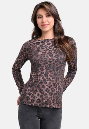 Bicalla T-Shirt Shirt mit Leo-Print in Braun/Schwarz (1-tlg)