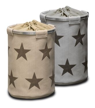 My Home Waschekorb, modern, faltbar, W&auml;schesack mit Sternenmuster, grau