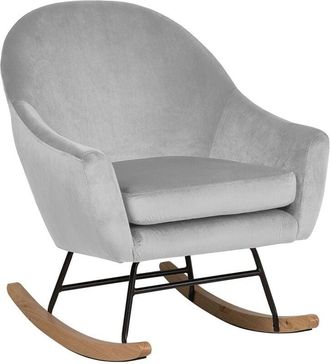 Beliani Beliani - Schaukelsessel Grau Samtstoff Beine aus Gummibaumholz Wohnzimmer elegant