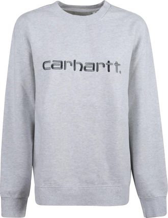 Carhartt Work in Progress Femme, Sweatshirts et sweats &agrave; capuche, Gris, Taille: 36 FR Printed Logo Crewneck SweaT-shirt